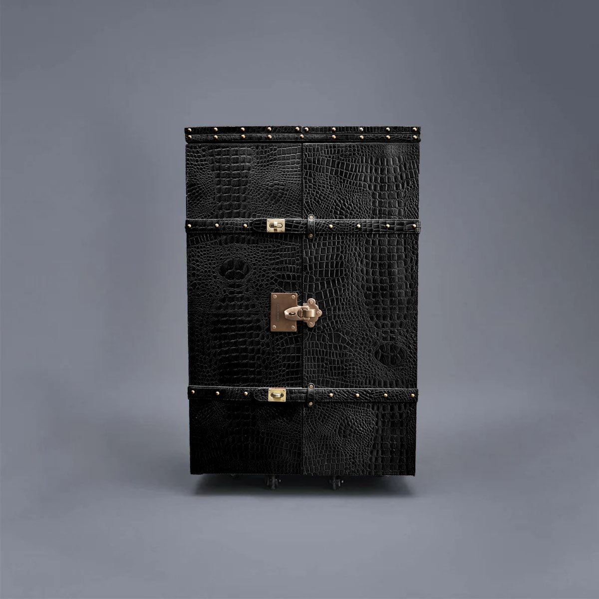 Panama Croco Medium Flap Open Bar Black