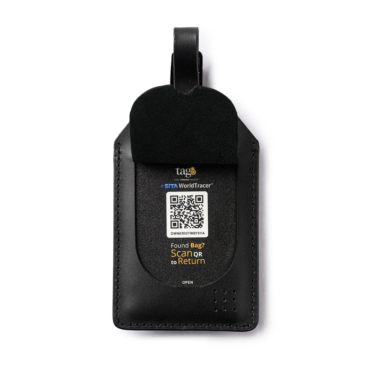 Buy Orbit Smart Luggage Tag in Black Leather Tracker Online - Three ...