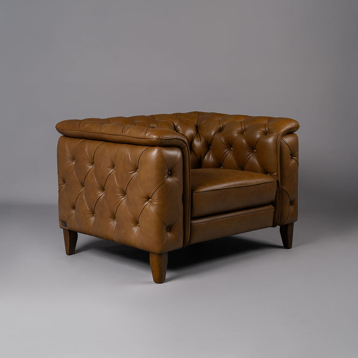 Exeter Chesterfield Single Seater Sofa Brown - Three Sixty Life