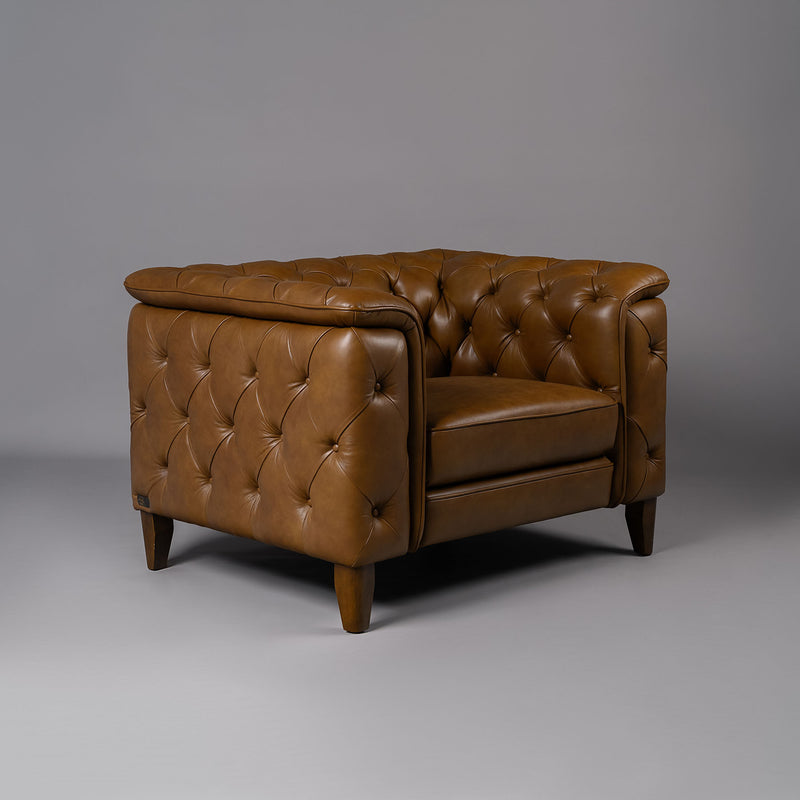Exeter Chesterfield Single Seater Sofa Brown - Three Sixty Life