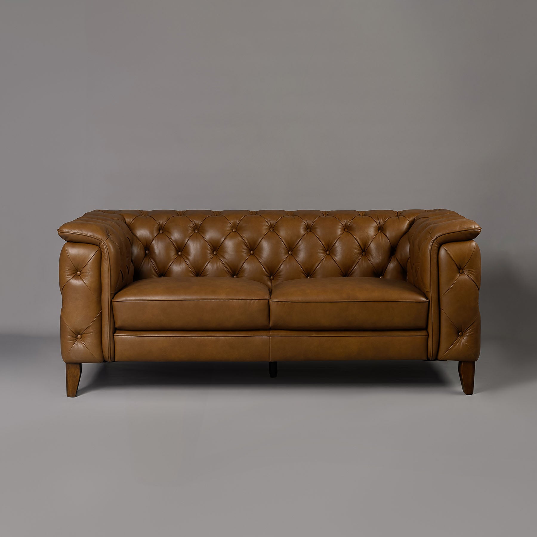 Exeter Chesterfield 2 Seater Leather Sofa Brown - Three Sixty Life
