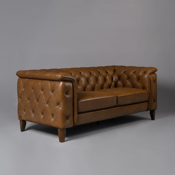 Exeter Chesterfield 2 Seater Leather Sofa Brown - Three Sixty Life