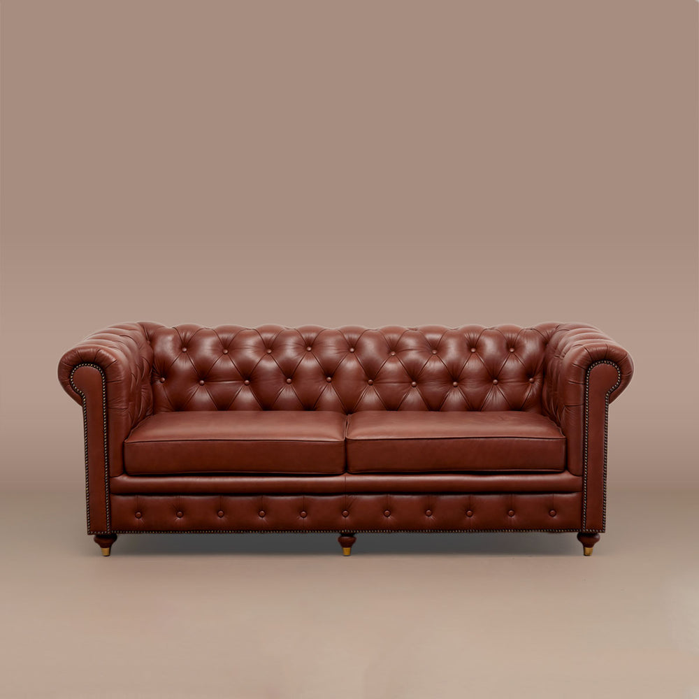 Buy Genuine Leather Chesterfield Three Seater Sofa Online - Three Sixty