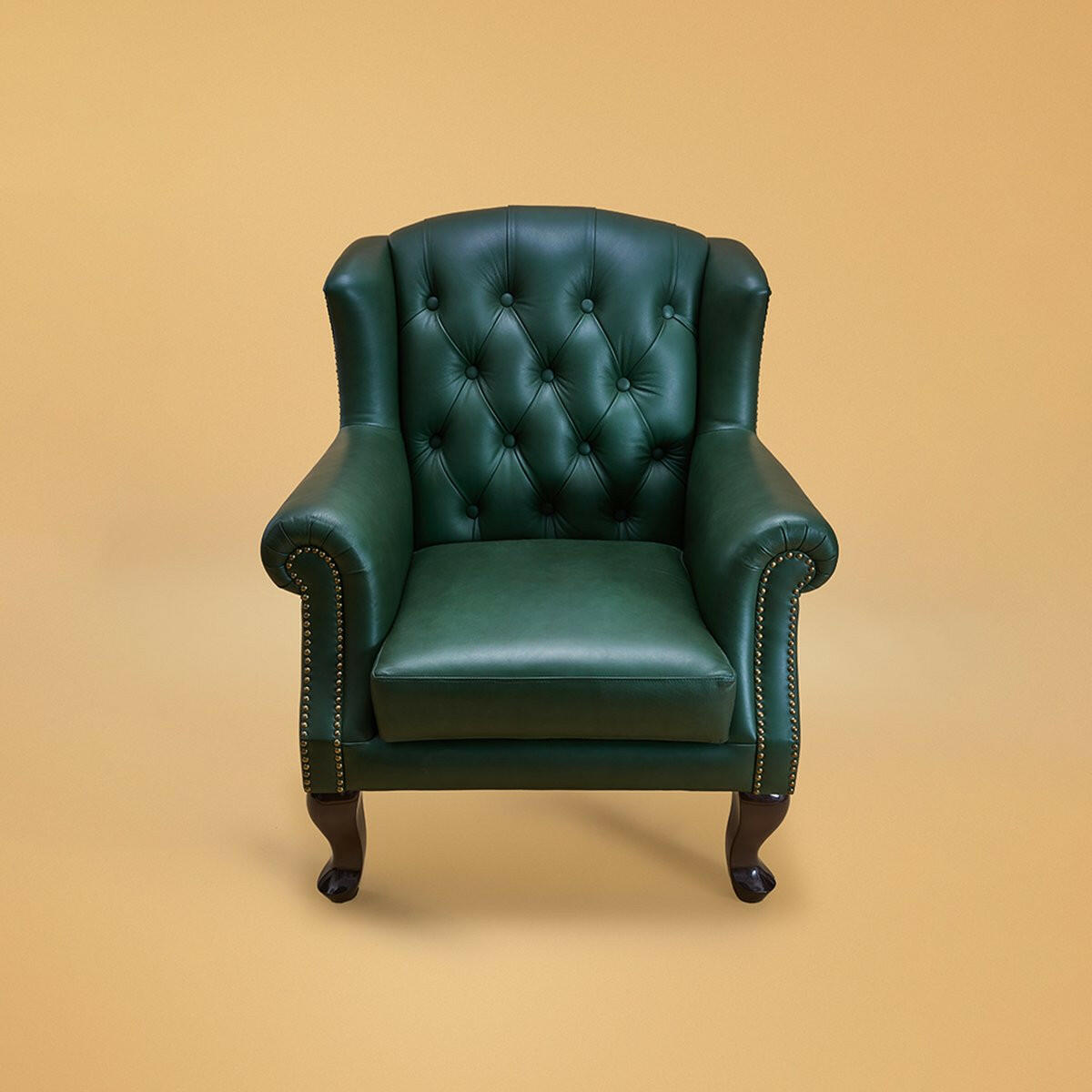 Buy Premium Genuine Leather Low Seating Chair In Green Color Online ...