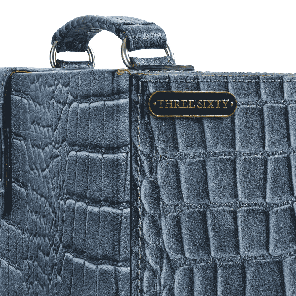 Portable Briefcase Bar Croco Leather Grey
