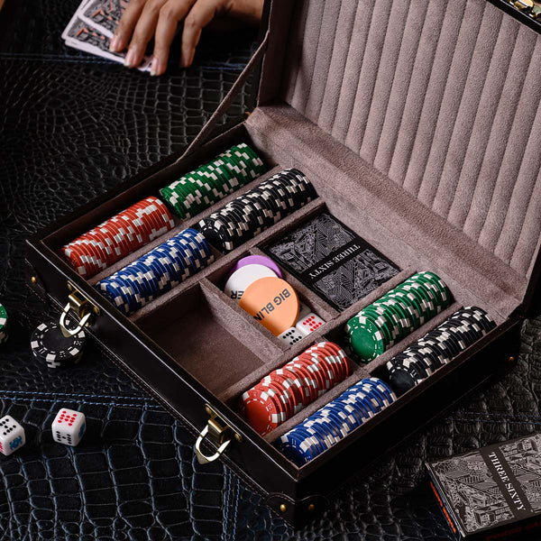 Buy Royale Poker Trunk Brown Premium Leather Poker Set Online - Three ...