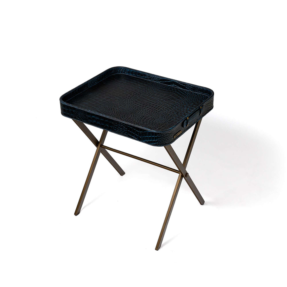 Buy Tray On Stand Croco Blue Online in India - Three Sixty Leather