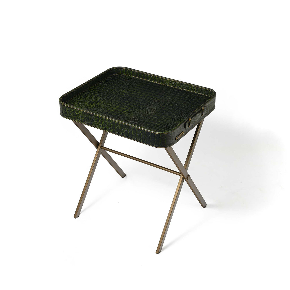 Buy Foldable Leather Tray Table Green Online in India - Three Sixty Leather