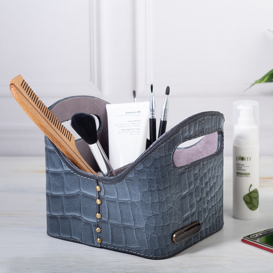 Desk Organiser/Caddy Grey – Three Sixty Leather