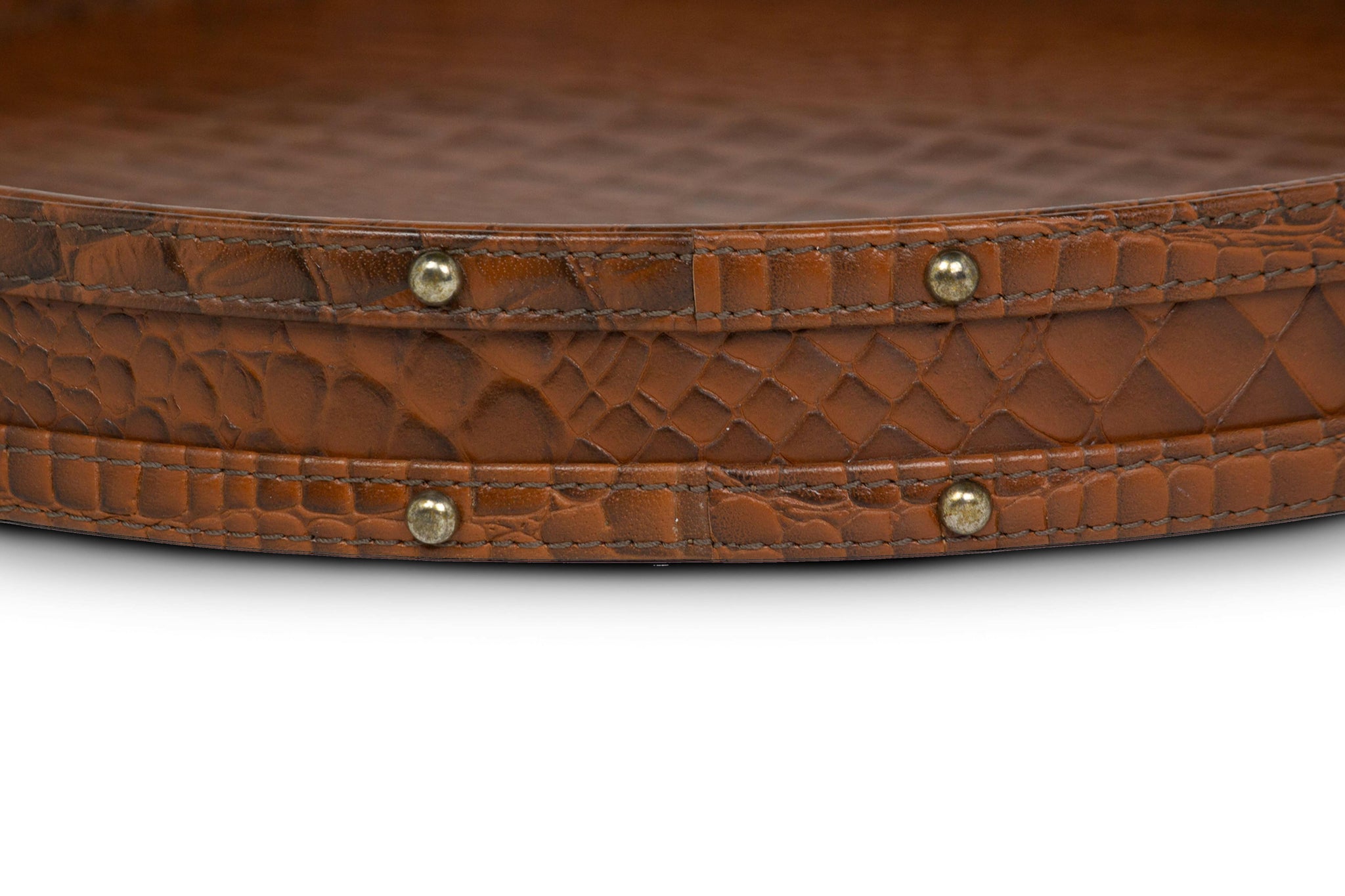 Round Tray In Genuine Croco Leather Tan – Three Sixty Leather